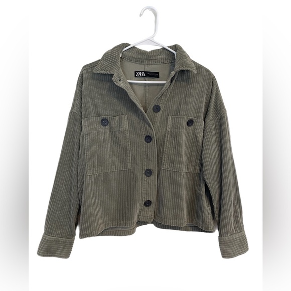 Zara | Jackets & Coats | Zara Corduroy Button Down Shacket Barn Coat ...